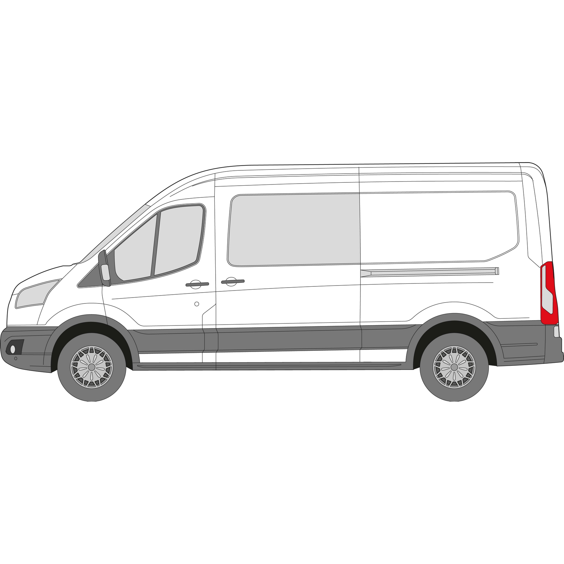 New Shape Ford Transit 2014 > Left Green Front Fixed Glass | van-glass ...